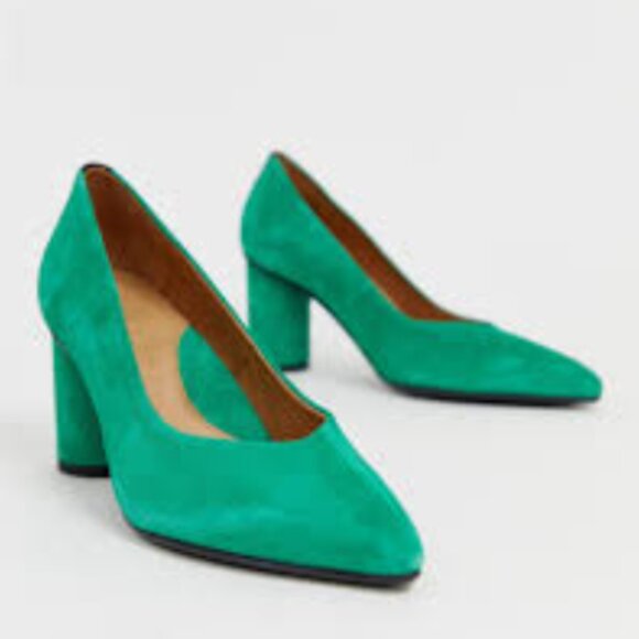 Selected | Shoes | Green Selected Femme Pointed Pumps With Round Heel ...